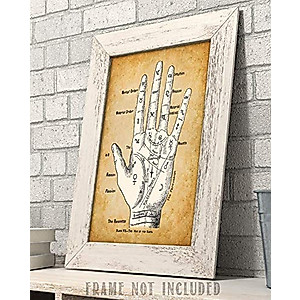 Palm Reading Divination Chart - Classic Fortune Teller Decor, Chiromancy Wall Art, Gift for Oddity Palm Readers, Palmistry and Astrology Fans, 11x14 Unframed Art Print Poster