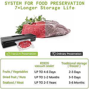 CREATIVECHEF Vacuum Sealer Machine, Compact Precision Food Vacuum Sealer, One-Touch Automatic Vacuum Sealer, for Sous Vide, Food Storage & Vacuum Sealer Bag, Include Starter Kit (Black)