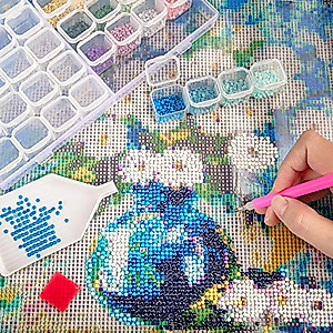 SGHUO 280 Slots 5 Pack 56 Grids Diamond Painting Storage Containers Plastic 5D Diamond Embroidery Storage Box with 400pcs Label Stickers for Sewing, Nail Diamonds, Diamond Painting Accessories