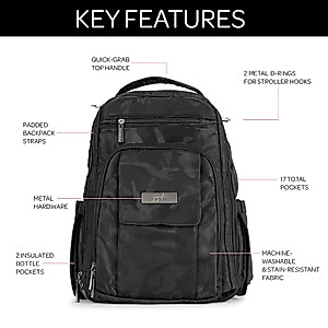 JuJuBe | Be Right Back Baby Diaper Bag Backpack - Travel Backpack for Women - Machine Washable | Camo Black