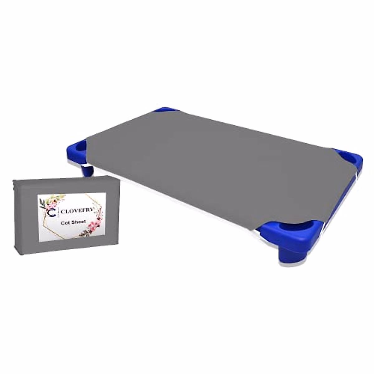 Clovefry Toddler and Preschool Cot Sheets - Daycare/Pre-School Cot Sheet - Corner Elastic Loops - Cot Bed Fitted Sheet - Poly Cotton Surface Set of 6 (22" W X 52" L) - Dark Grey