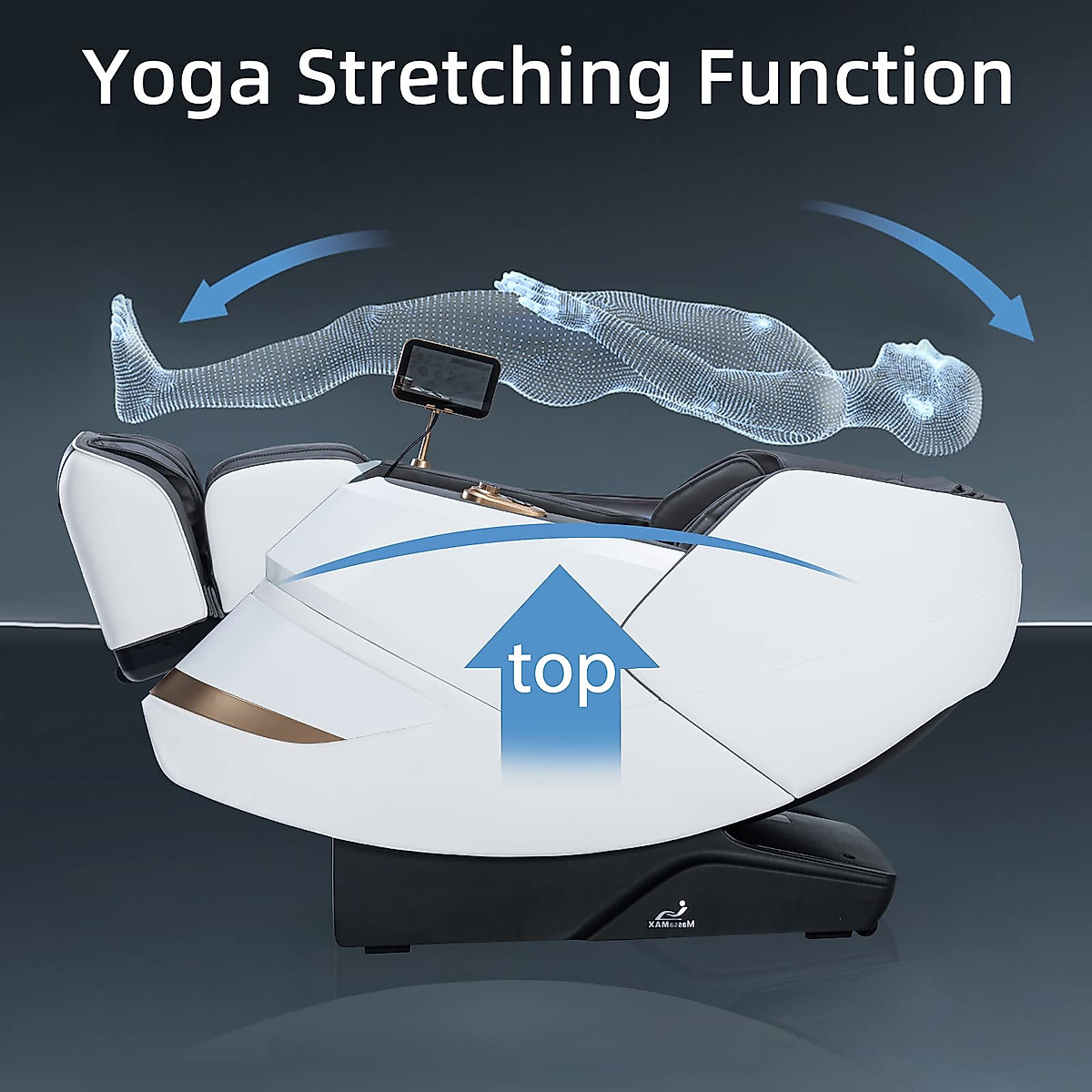 MassaMAX 4D Massage Chair, Full Body Recliner with Zero Gravity, Electric Extendable Footrest, Deep Yoga Stretch, AI Voice Control, Automatic Body Scan, Foot Rollers, and Heat (MT339-Space White)