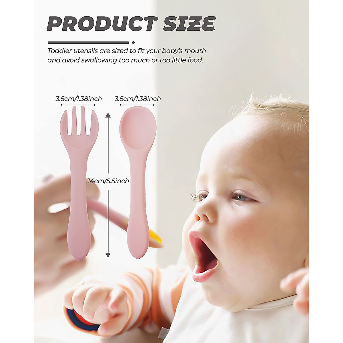 6 Pcs Silicone Baby Spoons and Baby Forks, Chewable Baby Utensils for Self-Feeding, Silicone Baby Utensils, Kids Utensils for Over 6 Months Babies