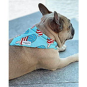 Fabulous Fido Summer Accessories 100% Cotton Dog Summer Bandana, Dog Apparel Cooling Scarf, Patriotic Pet Supplies Essentials Unisex Summer Clothes Party Outfit Costumes (Blue)