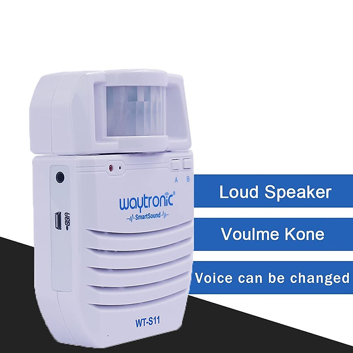 Waytronic PIR Infrared Motion Sensor Activated Sound Player Loudspeaker with Recordable Audio Alarm Motion Detector for Door Greeter Welcome Guests Entry Alert And Sales Advertising