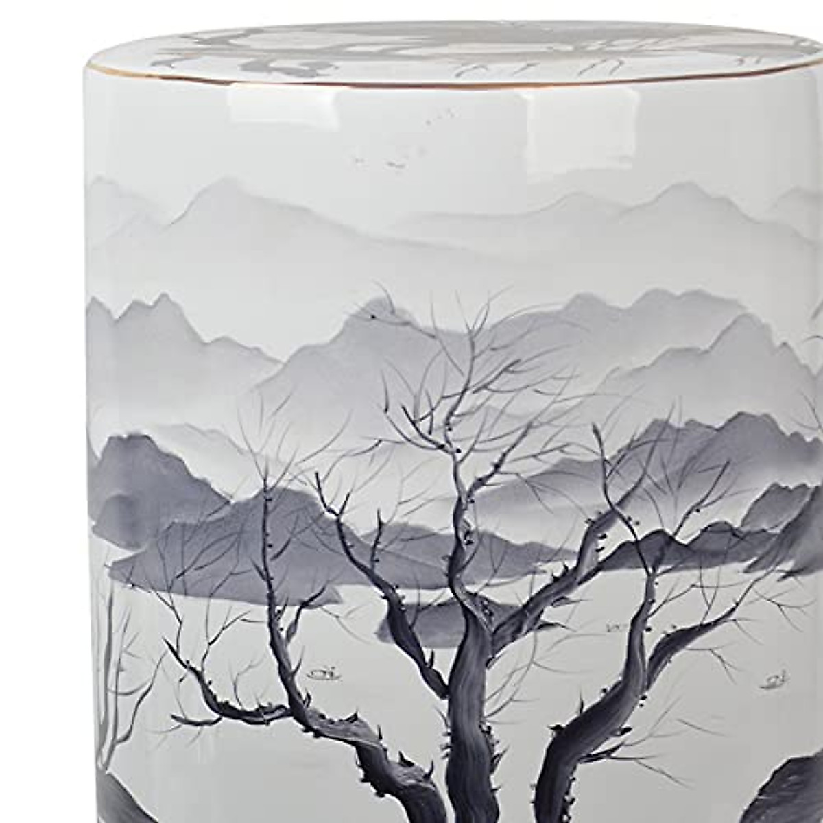 XARONF Hand-Painted Landscape Ceramic Drum Stool, Cylindrical Classical Dressing Stool, Creative Retro Entry Footstool. (Size : C)