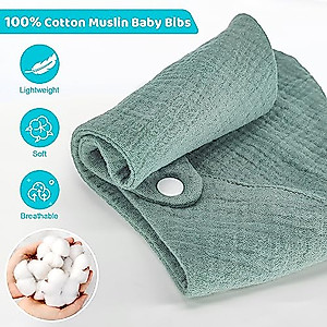 LSTRAGY Muslin Baby Bibs, 10 Pack 100% Cotton Bandana Bibs for Baby Boys, Baby Girls, 10 Solid Colors Baby Bibs for Teething and Drooling, Super Absorbent Drool Bibs