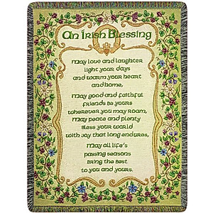 Manual Irish Collection 51 X 68-Inch Tapestry Throw, Peace and Plenty Irish Blessing