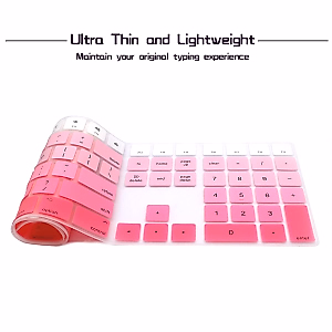 HRH Ombre Pink Silicone Keyboard Cover Keypad Skin for Magic Keyboard with Numeric Keypad A1843 MQ052LL/A Released in 2017 (US Layout)
