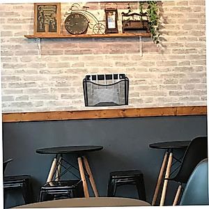 QUMIIRITY Wall Storage Hanging Basket Camera Wall Holder Refrigerator Freezer Baskets Wall Router Holder Wire Wall Basket Router Shelf Storage Bins Wall Router Storage Brackets Black Iron