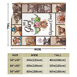 Highland Cow Throw Blanket Gifts for Women Adults Highland Cattle Farm Cow Animal Print Blanket Super Soft Cozy Fleece Warm Lightweight Plush Blanket Decor for Living Room Couch Bed Chair 40''X50''