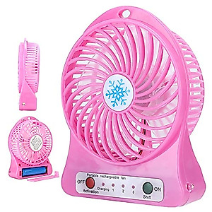 CCYLEZ Mini Table Fan,3 Speed Adjustable Baby Bed Car Seats Fan,USB Rechargeable battery Operated Small Fan Circulator,for Summer Gift(Red)