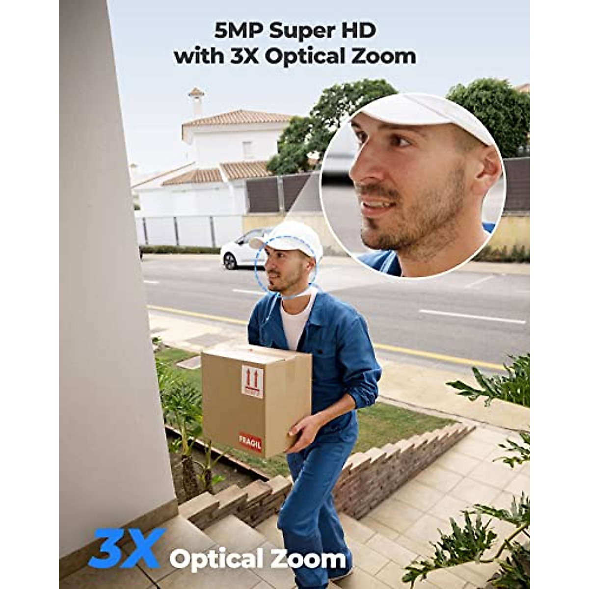 REOLINK 5MP PTZ Camera Bundle (Black and White), 2.4/5GHz WiFi, 3X Optical Zoom, Person/Vehicle Detection with Auto Tracking, E1 Outdoor