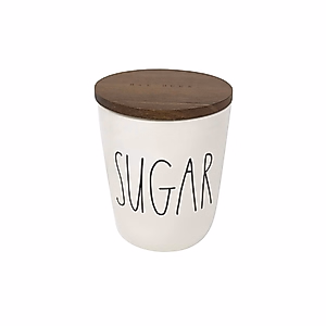 Rae Dunn SUGAR Ceramic and wood lid Cellar