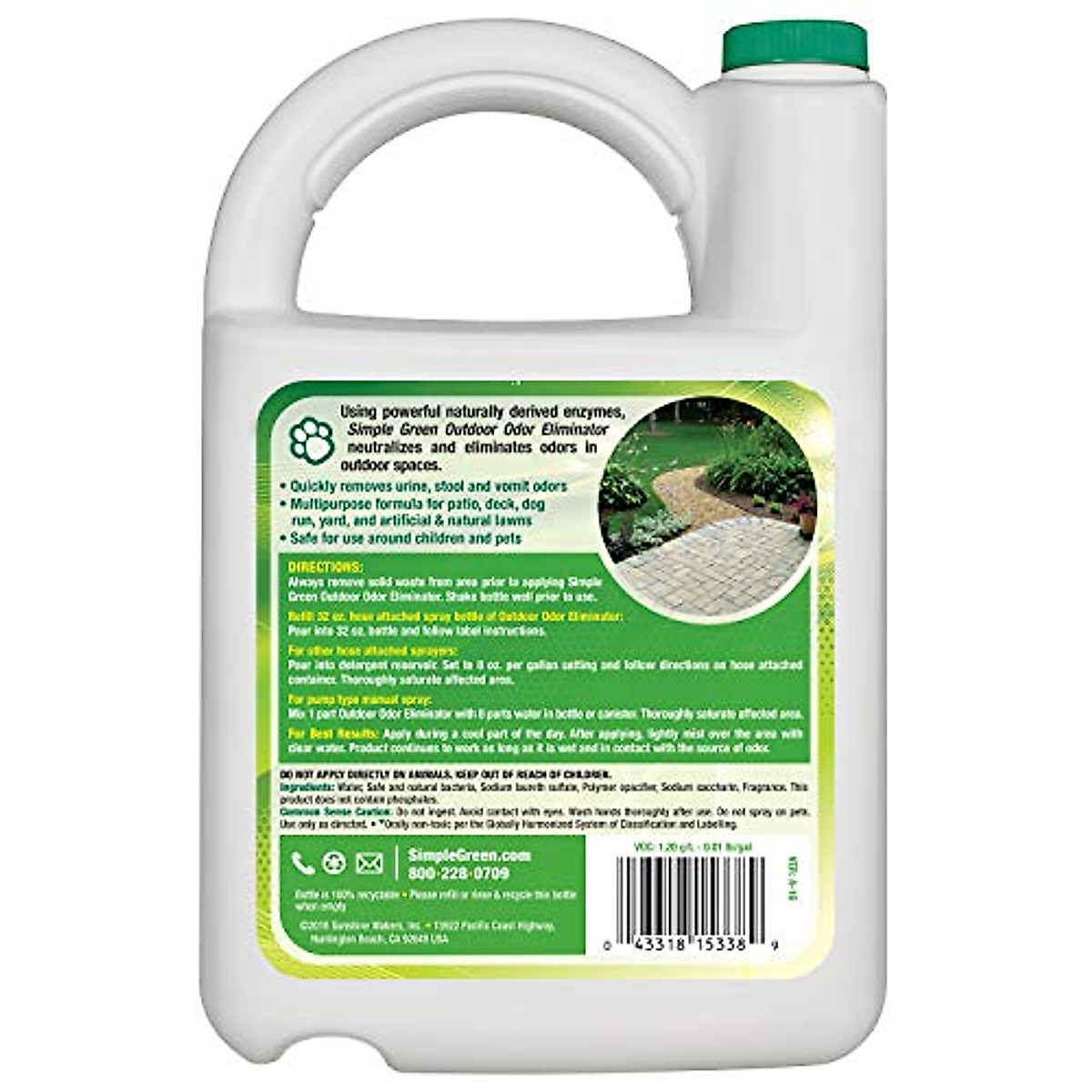 Simple Green Outdoor Odor Eliminator for Pets, Dogs, 1 gallon Refill - Ideal for Artificial Lawns & Patio, Milky White