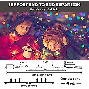 XUNXMAS 109ft 300 LED Christmas String Lights Indoor Outdoor, 8 Modes Christmas Tree Lights, Connectable Waterproof Twinkle Fairy Lights for Bedroom Party Patio Christmas Tree Decor(Warm White)