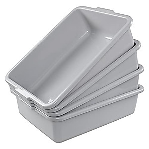 Sosody 24 L Plastic Commercial Bus Tubs, Large Utility Bus Boxes, 4-Pack