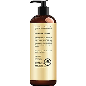 Handcraft Blends Castor Oil with Rosemary Oil and Coconut Oil for Hair Growth, Eyelashes and Eyebrows - 100% Pure and Natural Carrier Oil, Hair Oil and Body Oil - 8 fl. Oz & 16 fl. Oz