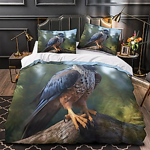 BUKISA 3D falconryry Printed Duvet Cover Set Cozy Comforter Cover Soft Quilt Cover Hypoallergenic Falconry Bedding for Boys Girls and Kids Luxe Bedroom Decor Twin（173x218cm）