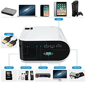 Mini Projector with Projector Screen, BACAR 6000 Lux Portable Projector Support 1080P HD 200" Display Compatible with HDMI USB VGA AV TF iOS & Android PS5 Home Projector Stand Carry Case Included