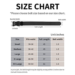 FAIRWIN Men Belt,Tactical Belt,1.5 inch Stretch Nylon Web Belt for Men (Back,M)