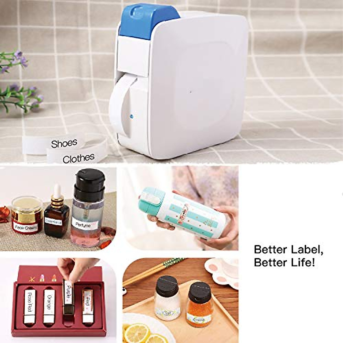 LIUYUNQI Label Printer Marker Thermal Transfer Printer Manual Cutting 6-14mm Label Width Support 8 Languages with 3 Rolls Paper (Color : D)