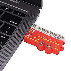 Kafuty-1 Cute USB Flash Drive, Novelty Cartoon Fire Truck Thumb Drive, Pendrive Memory Thumb Stick, Gifts for School Students Kids Children Teacher Collegue Employees(16GB)