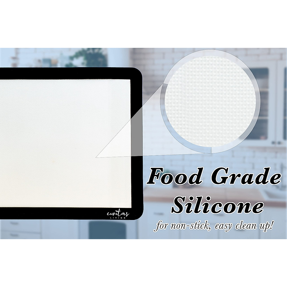 Non-stick Silicone Baking Mats | Extra Large Half Sheet (12.5''x17.25'') | Set of 2 | Civitas Living (SBM125X1725)