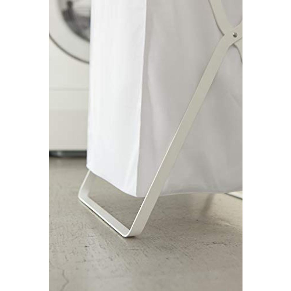Yamazaki Home Laundry Basket - Foldable Storage Hamper Organizer Steel One Size White