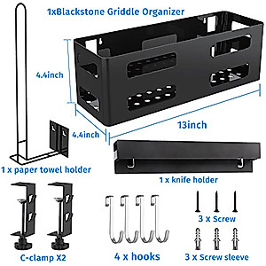 Thanps Upgraded Grill Caddy, Space Saving Griddle Caddy with Paper Tower Holder and Knife Holder Free Seconds Installation, BBQ Caddy for 28" 36" Blackstone Griddle, Gas Grill, Charcoal Grill