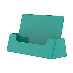 4 Pack Business Card Holder Desk Horizontal Holds 3.5" x 2" Gift Card Appointment Teal Green Acrylic Countertop Display Stand Tabletop for Any Business by Marketing Holders