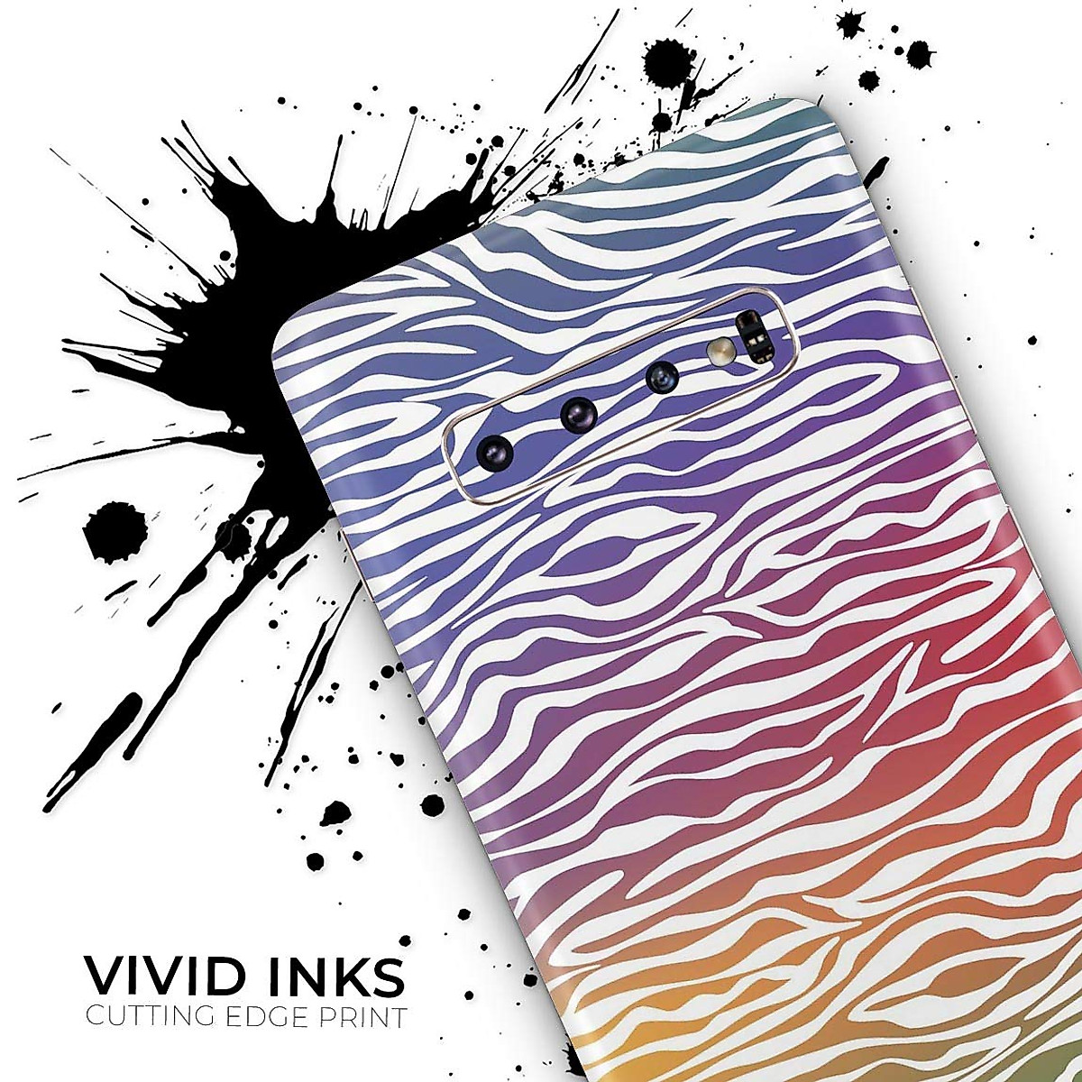 DesignSkinz Colorful Vector Zebra Animal Print Protective Vinyl Decal Wrap Skin Cover Compatible with The Samsung Galaxy S20 (Screen Trim & Back Glass Skin)