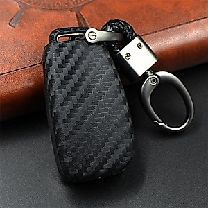 M.JVisun Soft Silicone Rubber Carbon Fiber Texture Case for Audi Flip Car Remote Key Fob Cover for Audi A1 A3 A4 A6 A8 Quattro Q2 Q3 Q7 R8 RS3 RS6 S3 S6 TT TTS Remote Key - Black - Weave Keychain