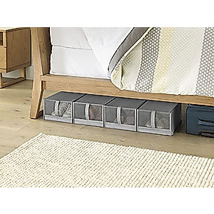 Whitmor Gray Mesh Shoe Boxes-Set of 4