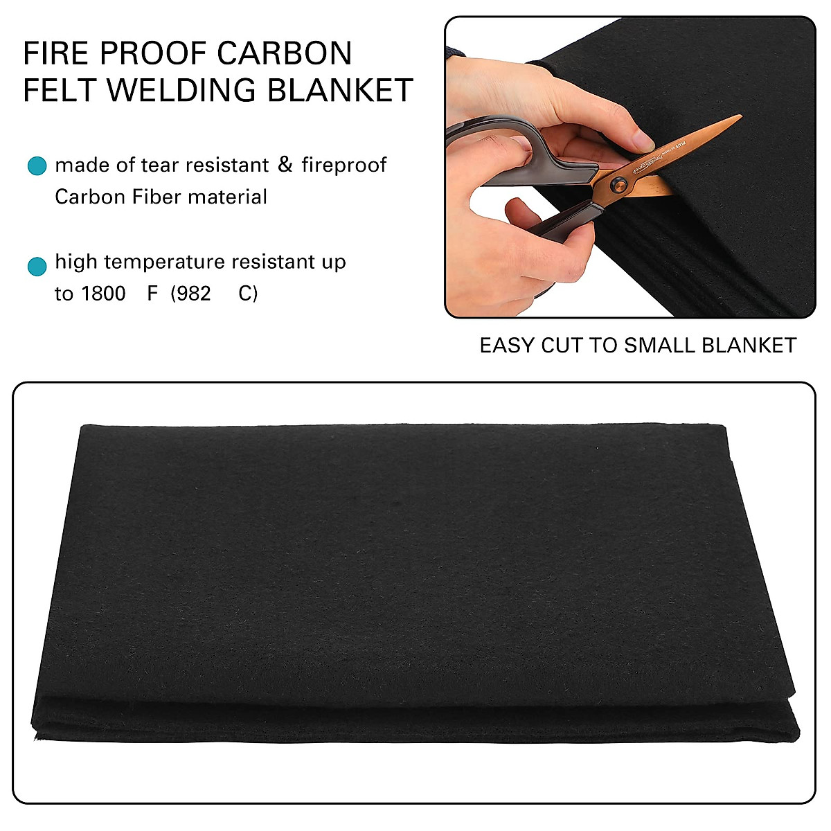 4 Pieces Carbon Felt Heat Resistant up to 1800°F Welding Blanket 36" x 36" Cuttable Flame Retardant Fabric Fireproof Blanket Carbon Fiber Fireproof Mat Fire Resistant Pad for Welders Camp Barrier