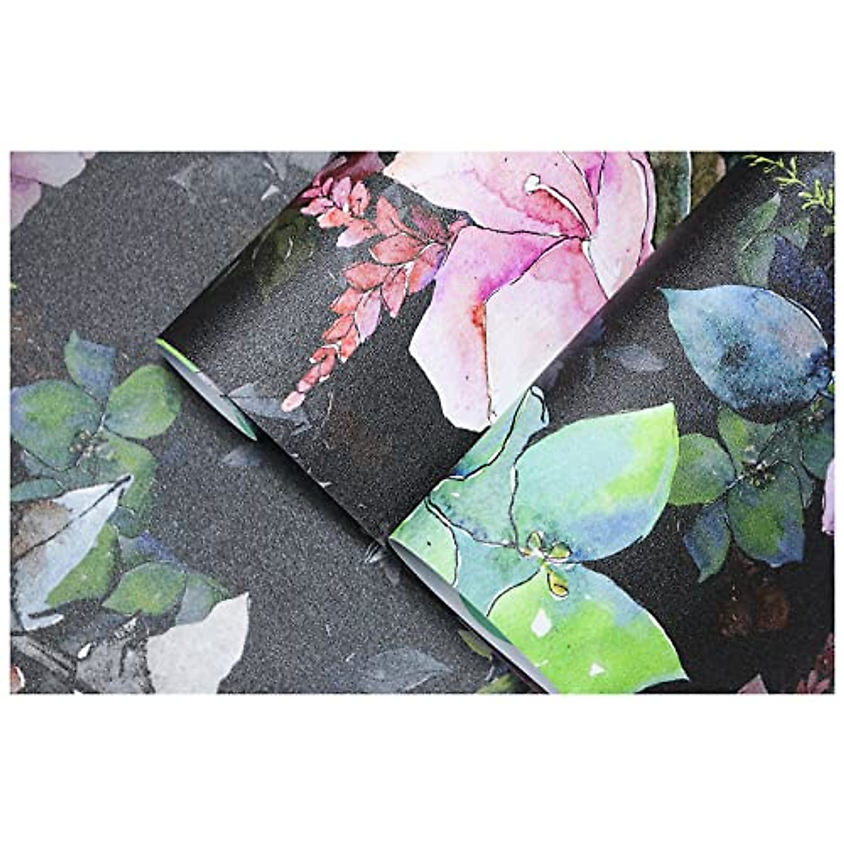 HAOKHOME 93153 Wild Spring Peel and Stick Wallpaper Bouquet Botanical Floral Black/Green/Pink Removable Stick on Home Decor 17.7in x 118in