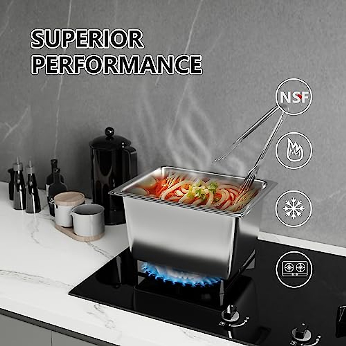 Jerlonfury 6 Pack 1/2 Size Stainless Steel Steam Table Pan, 6" Deep Hotel Pan, 0.7mm Thickness Commercial Food Pan, Steam Pan for Restaurant, Kitchen, Commercial Supplies