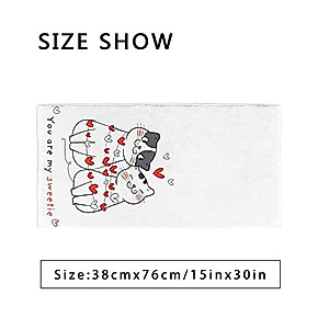 My Little Nest Draw Couple Love of Cat Hand Towels Soft Bath Towel Absorbent Kitchen Fingertip Towel Quick Dry Guest Towels for Bathroom Gym Spa Hotel and Bar 30 x 15 Inch