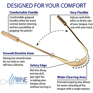 Tongue Cleaner By AllOne Wellness Stainless Steel Tongue Scraper/w Handle
