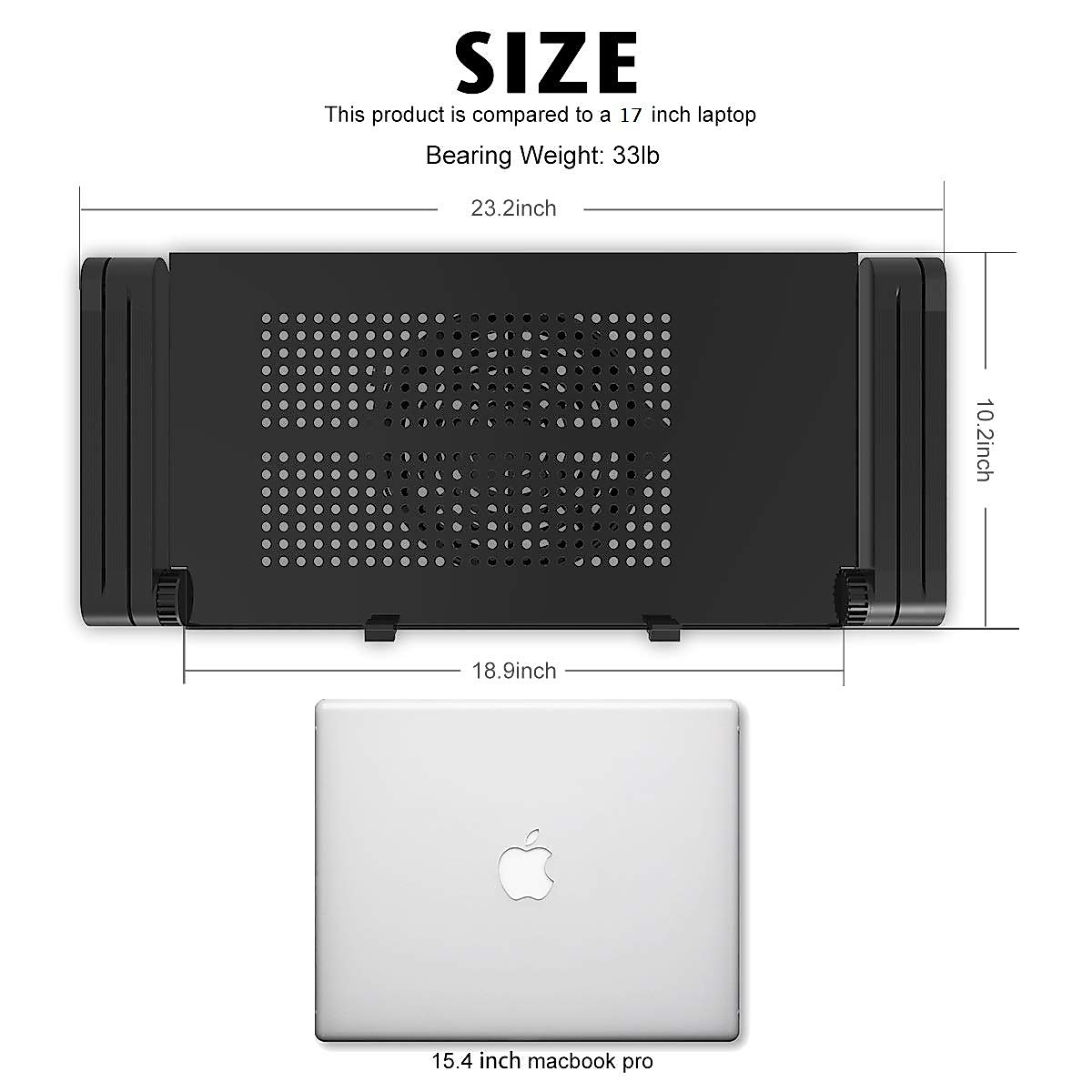 Extra Wide Adjustable Laptop Stand with Cooling Fan & Mouse Pad for 17 Inch Computer, Portable Ergonomic Lap Desk for Bed Sofa Couch Office (Aluminum Table Tray: 19", Black)