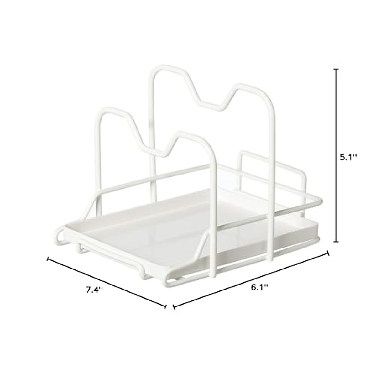 SUNFCON Upgraded Pot Pan Lids Holder Large Cookbook Stand Spoon Rest Cutting Board Rack Chopping Board Organizer Stand w Drip Tray Kitchen Countertop White