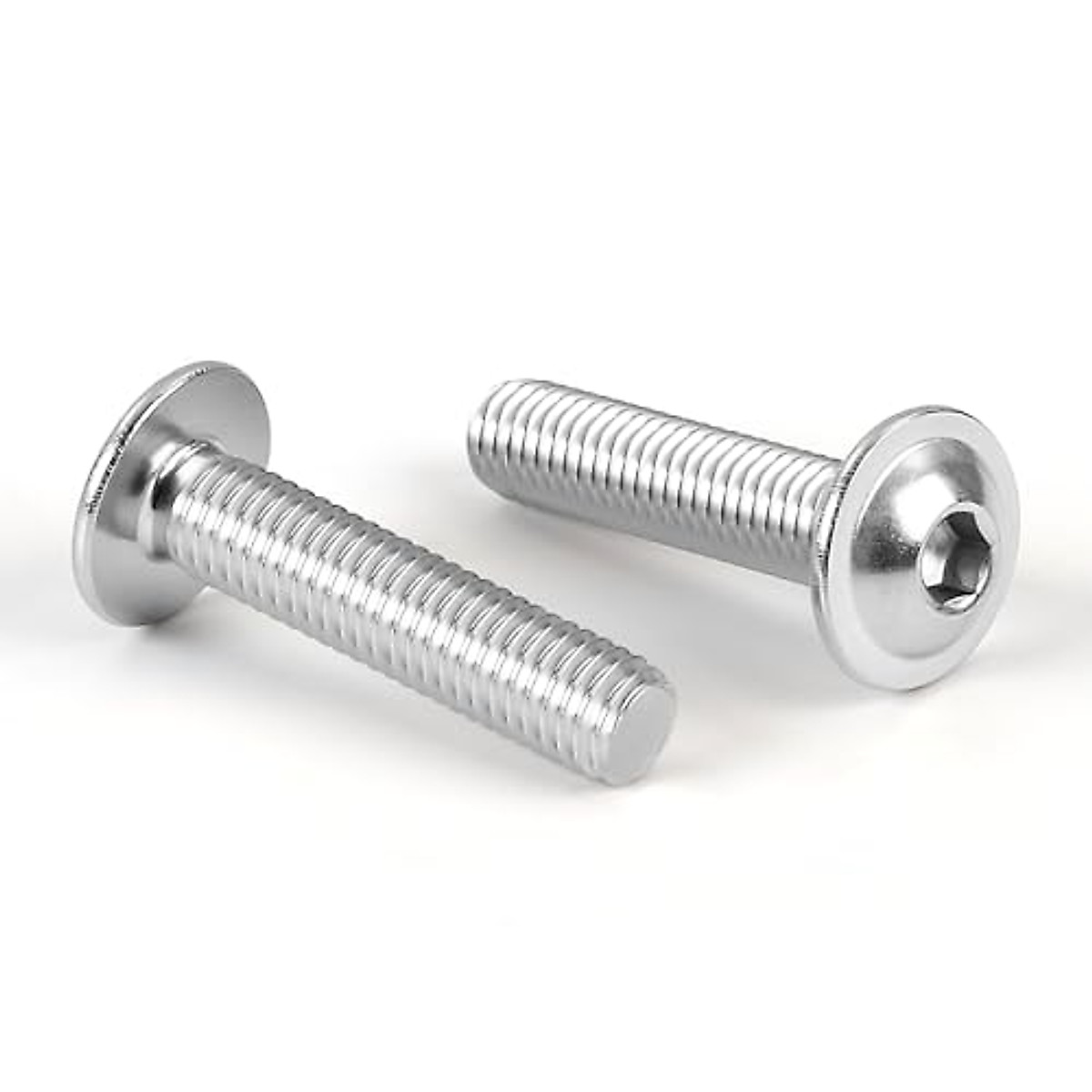 M6-1.0 x 20mm Flanged Button Head Socket Cap Screws Flange Bolts, 18-8 Stainless Steel 304 Bright Finish, Full Thread, 25 PCS