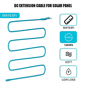 8mm Extension Cable ，DC7909 Solar Panel Cable with DC8020 Compatible with for GZ Yeti Aker Jackery Solar Generator Portable Power Station and Solar Panels Portable 14AWG