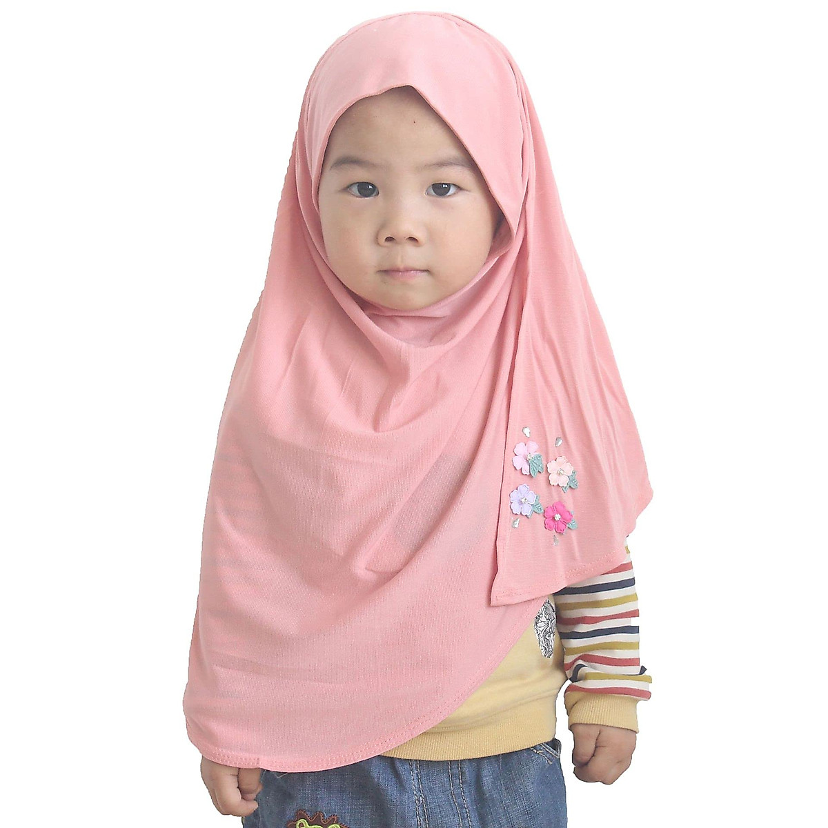 Modest Beauty One piece Baby Kids Muslim Islamic Scarf Hijab for 3-8 Years Old Little Girls Ready to Wear