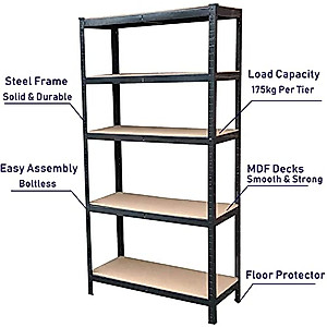 Metal Storage Shelves with Bolt-Less Design Freestanding Storage Shelves Height and Layout Adjustable for Workshop Bookshelf Shed Office Heavy Duty Racking Shelves(180CM)