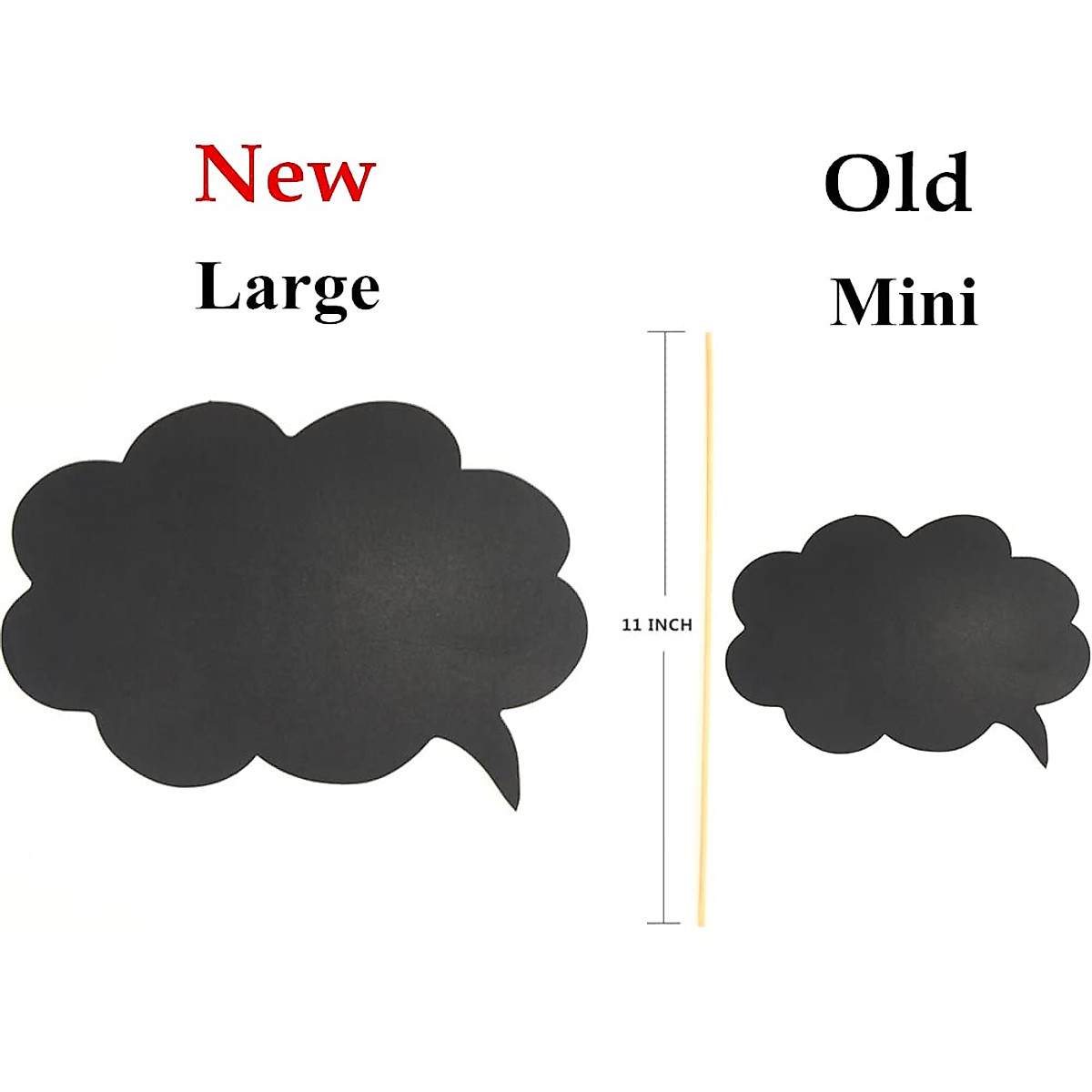 Large Blank Photo Booth Props Signs, 11pcs Large Writable Chalkboard Photo Booth Props with Chalk and Sticks, Blank Signs Props by Tvorvik, Perfect for Wedding Party, Birthday Party, Party Events