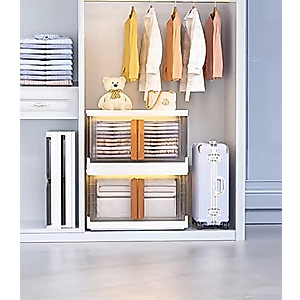 Zjmhmy-Plastic storage box with lid Collapsible storage box with wheels Stackable storage box Storage box for clothes, toys and books (2 packs)