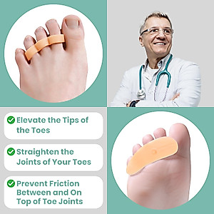 Welnove Hammertoe Corrector Gel Toe Straighteners - 8 Pcs Toe Support Pads Cushion - Realign Bent, Crooked, Curled, Claw, Hammer Toes - Firm Support