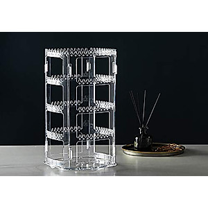 Sooyee Earring Organizer,4 Layers Earring Holder,360 Degree Acrylic Earring Holder Organizer,Jewelry Display for Earrings Bracelets Necklaces, Clear