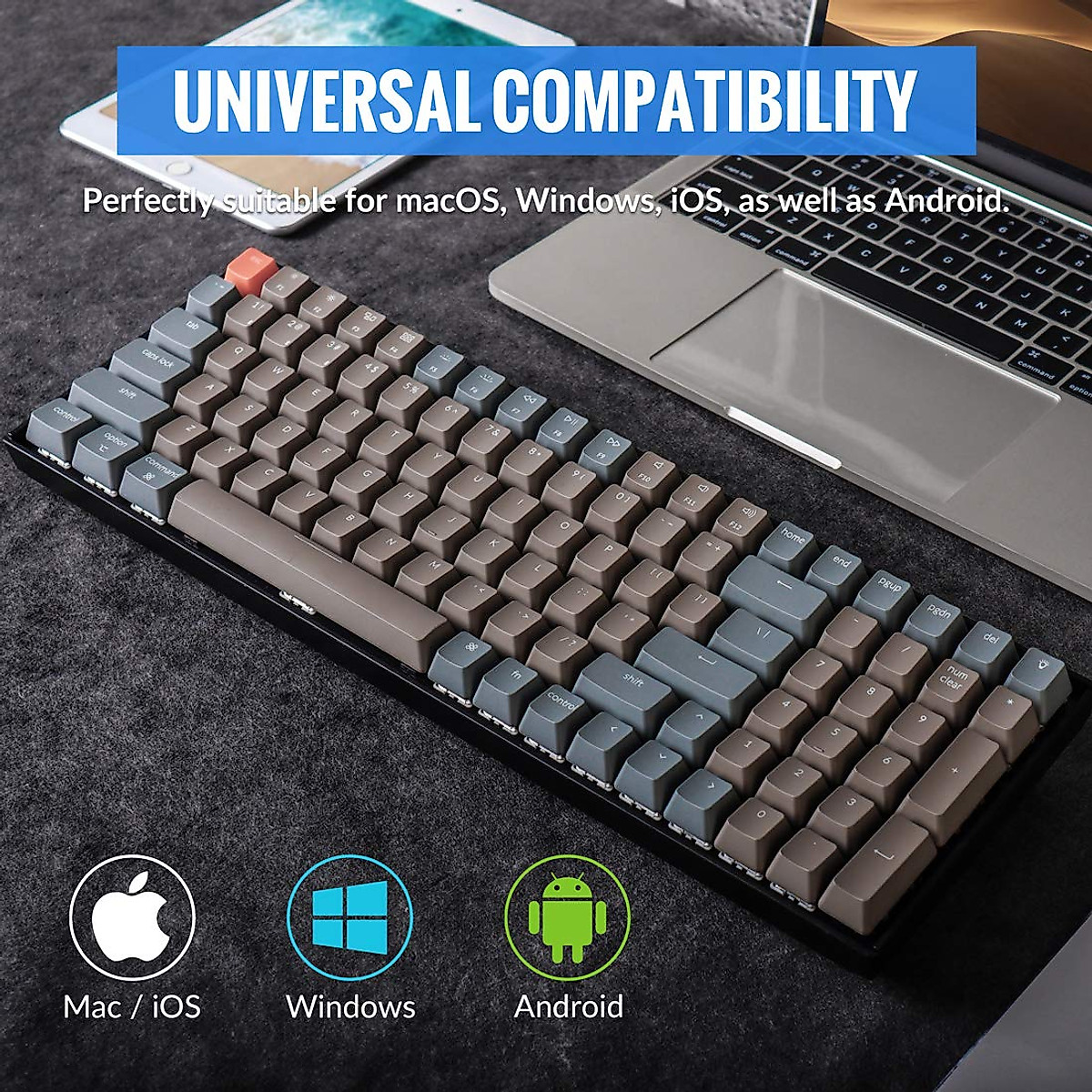 Keychron K4 RGB Bluetooth Mechanical Keyboard, Wired USB C Gaming Keyboard with Optical Blue Switch N-Key Rollover, Compact 100 Keys Computer Keyboard for Mac Windows PC Gamer - Version 2